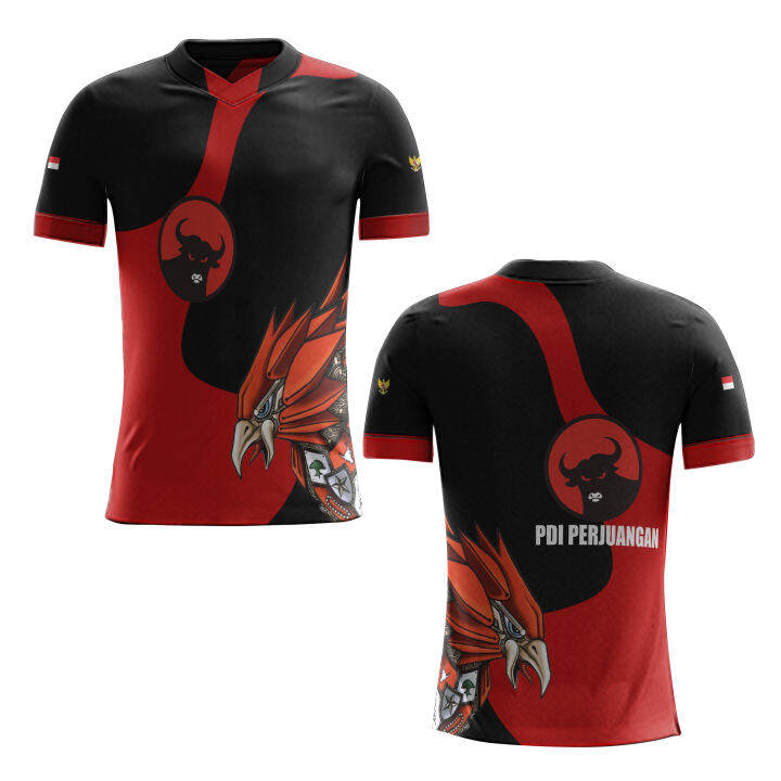 baju pria kaos jersey partai PDIP sublimation 3D terbaru 2024 free ...
