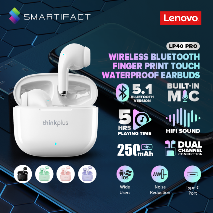 Lenovo Thinkplus LP40 PRO BT5.1 Wireless Earbuds TWS Bluetooth Earphones With Mic Portable Long ...