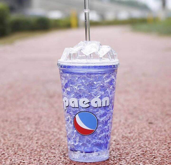 Creative Crack Design 450ML PAEAN Summer Cold Ice Cup With Straw ...