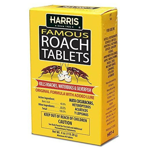 Harris Roach Tablets, Boric Acid Roach Killer with Lure 4 oz, 96 ...