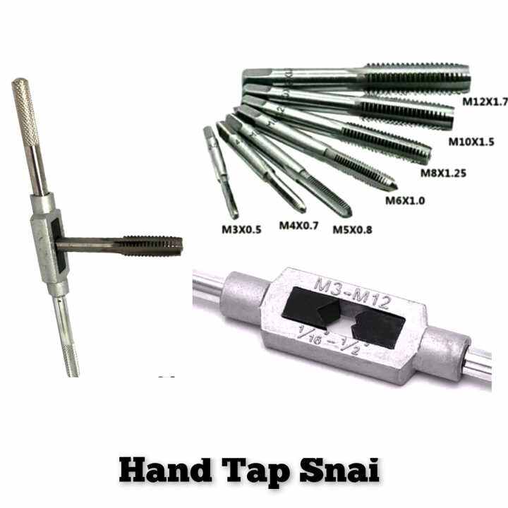 Handtap Tap Die Senai Set 8 Pcs Alat Tab Ulir Drat Baut Mur Merk : Freed Tools Ukuran : M3, M4 ...