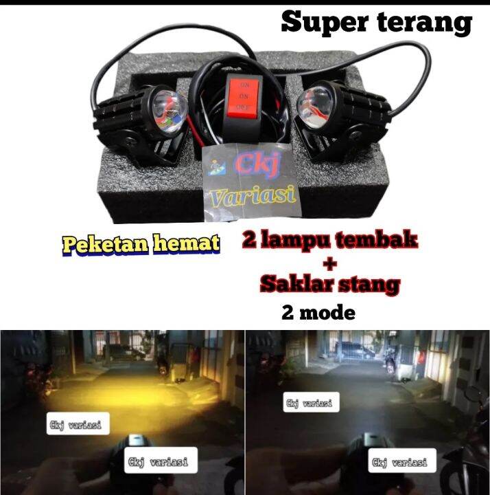 2 PCS Lampu tembak Laser LED D2 mini 2 warna High low putih kuning ...