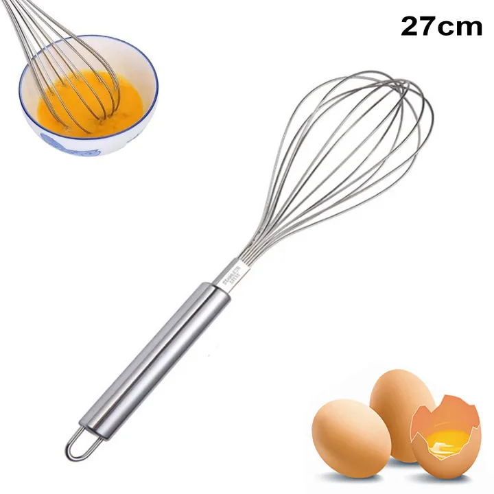 H2Z Multifunctional Stainless Steel Manual Whisk With Hanging Hook (25cm, 27cm, 29cm) DDQ873 ...