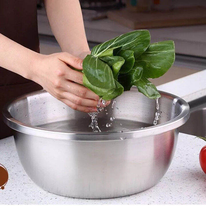 Thau Inox Cao Cấp 18cm. Thau Trộn Salad Gỏi Rửa Rau Củ Quả. Inox Cao ...