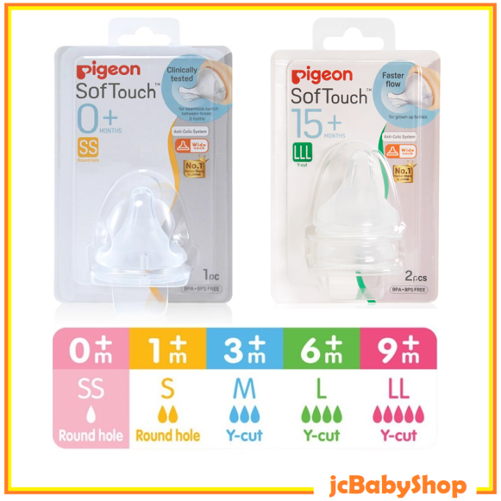 Pigeon Softouch Peristaltic Plus Wide-Neck Nipple Teat Teats - SS/S/M/L/LL/LLL | Lazada