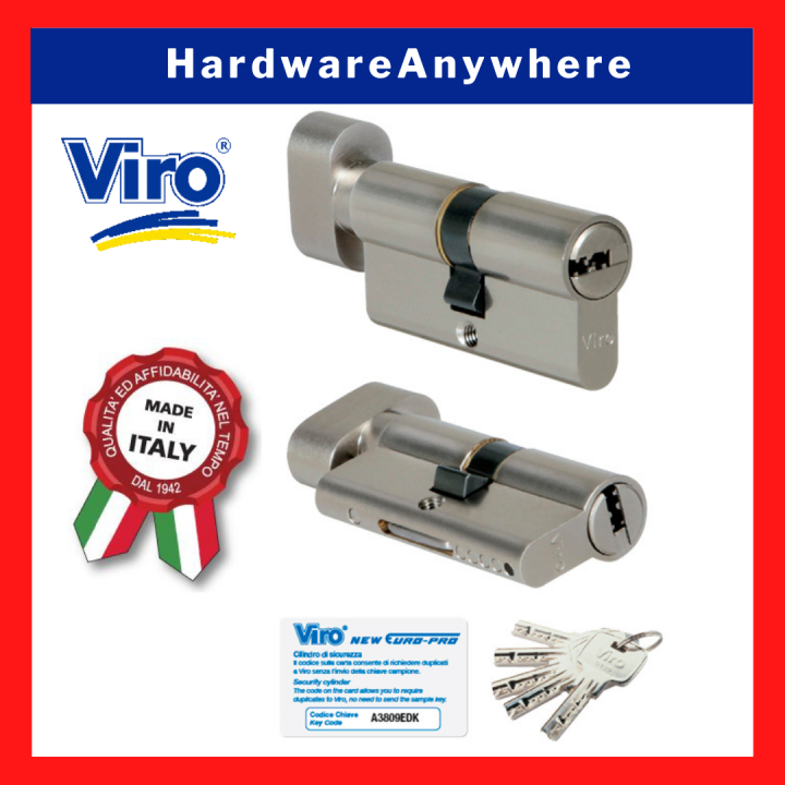 VIRO Thumb Turn Euro Cylinder 80mm / Security Cylinder [Made in Italy ...