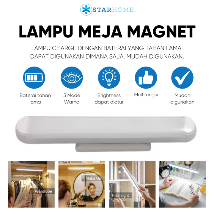 Lampu Magnet Tempel Serbaguna LED - Lampu Belajar Meja Rias Lampu Baca ...