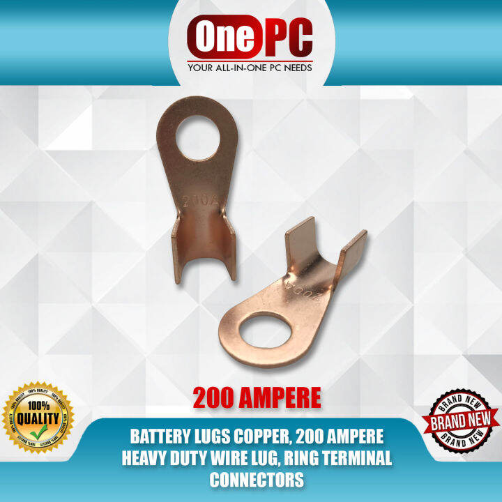 BATTERY LUGS COPPER, 200 AMPERE HEAVY DUTY WIRE LUG, RING TERMINAL ...