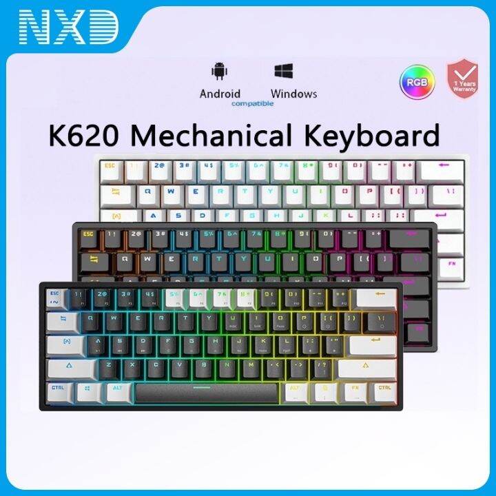 NXD K620 K550 K880 Mechanical Keyboard 61key RGB Light Wired Gaming Keyboard Black/White ...
