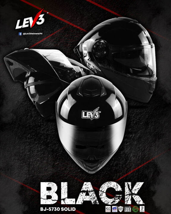 Lev3 FullFace Dual Visor BJ 5730 SOLID Motorcycle Helmet | Lazada PH