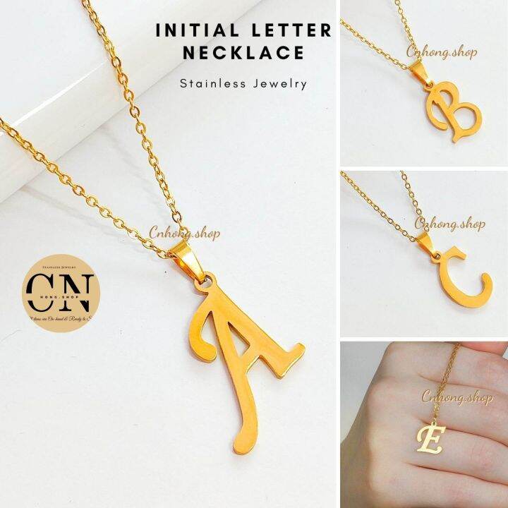 Cnhong.shop 18inch Stainless Cable Initial Gold Necklace Hypo ...