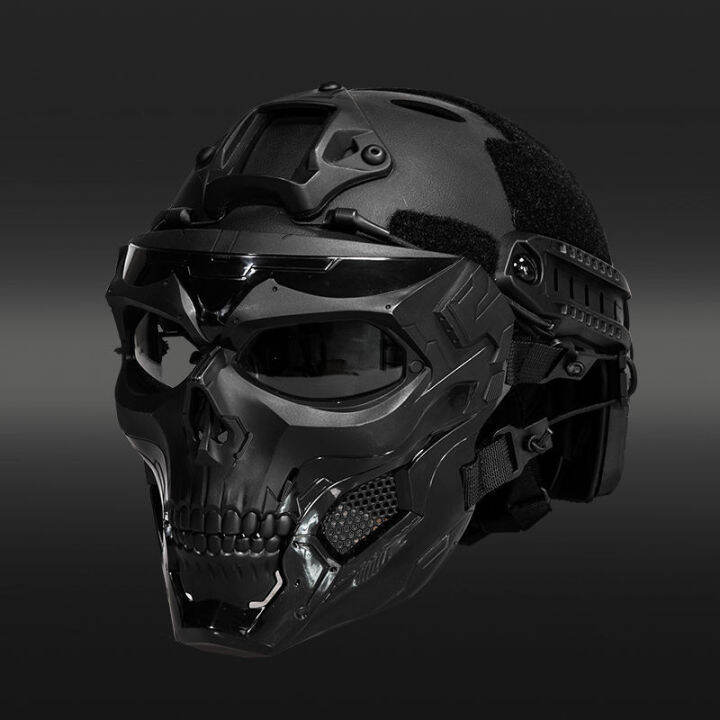 Skeleton messenger mask can be fitted with fast helmet military fan CS ...