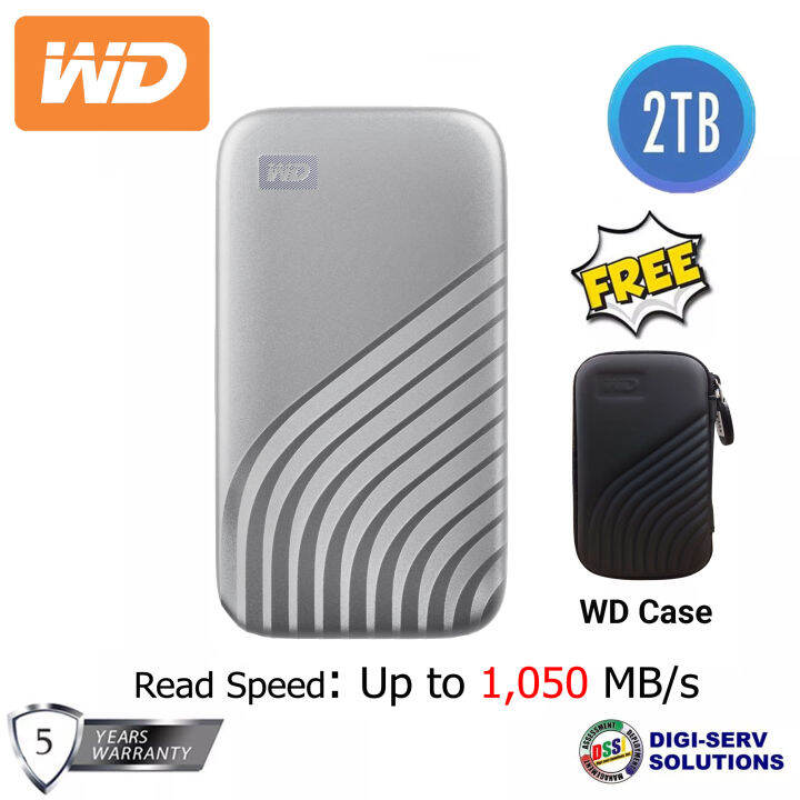 WD My Passport SSD 2TB (Silver) External SSD, Speed Up to 1050MB/s, USB ...