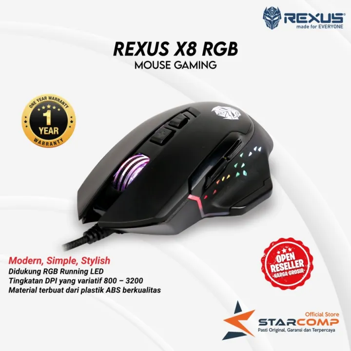 Mouse Gaming Rexus Xierra X8 RGB - X 8 Macro Gaming Mouse | Lazada ...
