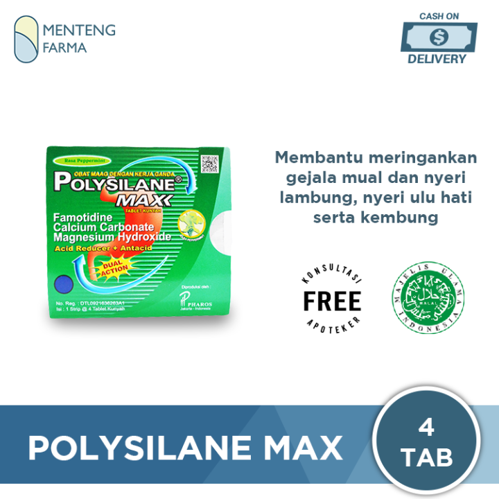 Polysilane Max Peppermint Tablet - Tablet Kunyah Obat Maag Dual Action ...