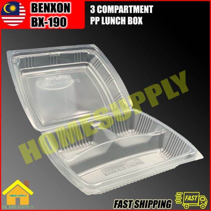 BENXON 3 Compartment Lunch Box BX-190 - Disposable PP Plastic Food Box ...