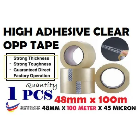 High Adhesive Clear Opp Tape (48mm x 100m) Selefon Tape/Cellulose Tape ...
