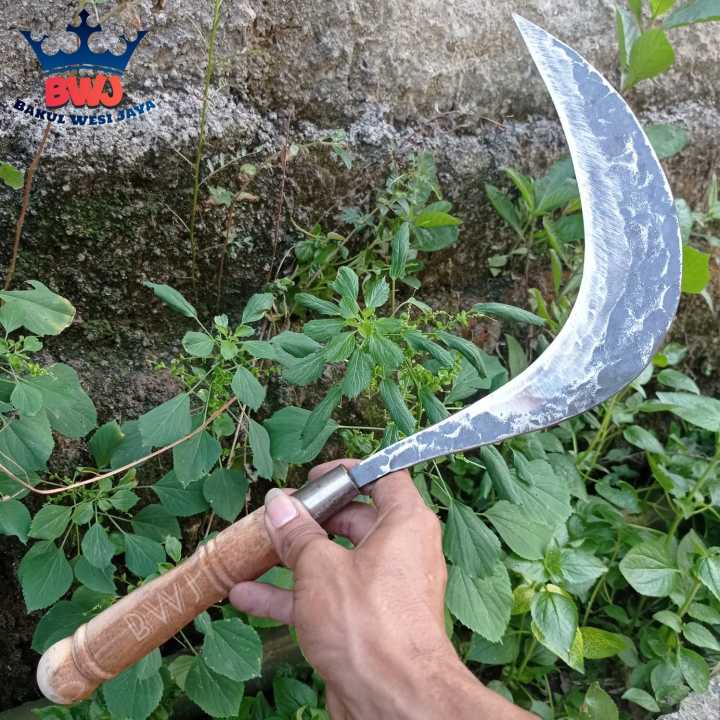 Celurit Bulan Sabit Bahan Baja Isen - Arit Rumput Tebal Sepuhan Tua ...