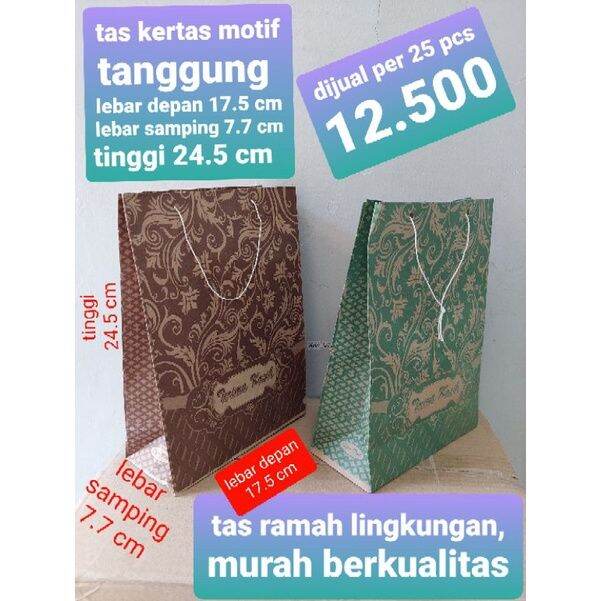 tas kertas tanggung ukuran lebar depan 17.5 cm x lebar samping 7.7 cm x ...