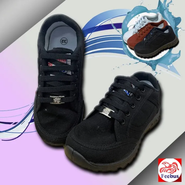 Feebus รองเท้าผ้าใบนักเรียนผูกเชือก เสริมขอบนวล ใส่สบาย น้ำหนักเบา รุ่น ...