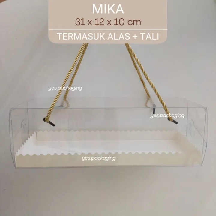 [31x12x10cm] MIKA TALI Box Kotak Mika Handle Tali Clear Transparan Bolu ...