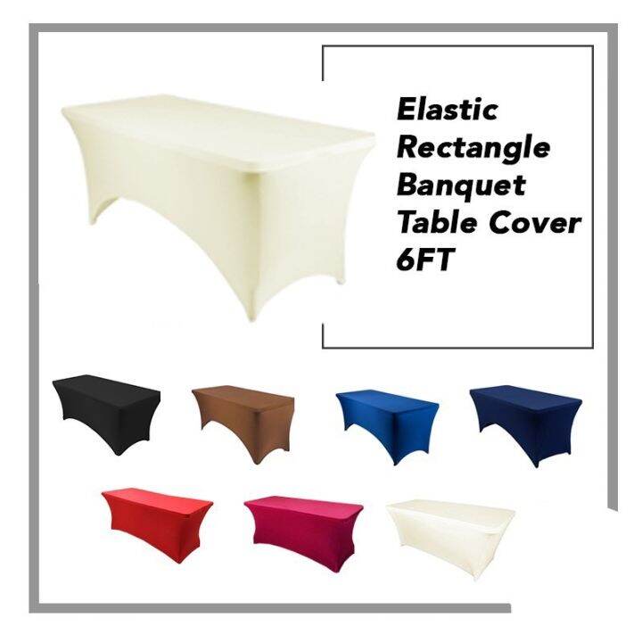 6FT Full Elastic Banquet Table Cloth Cover Colorful Stretch Event Hotel ...
