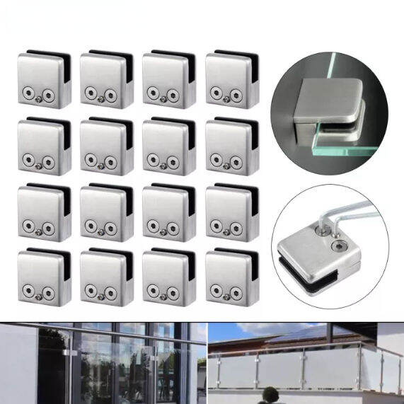 Glass Clips 304 Stainless Steel Square Glass Clips Adjustable 8-10mm ...