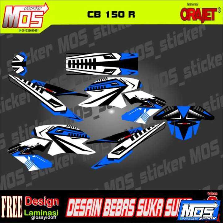 Stiker motor honda CB150R CB 150 R desain simpel putih biru | Lazada ...