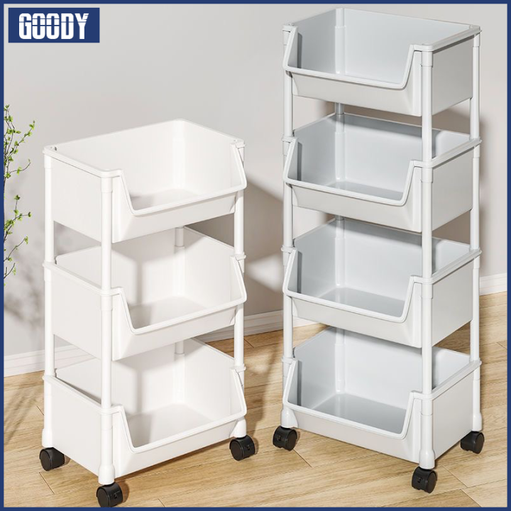 GOODY 4 Layer Moving Rack Kitchen Storage Shelf Wall Cabinets Home ...
