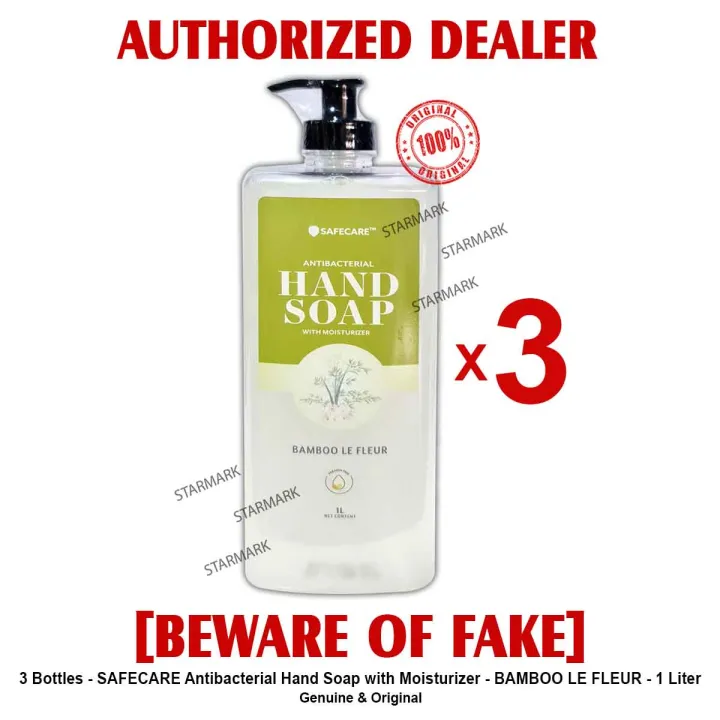 SAFECARE Antibacterial Hand Soap 1 Liter BAMBOO LE FLEUR Liquid Soap ...