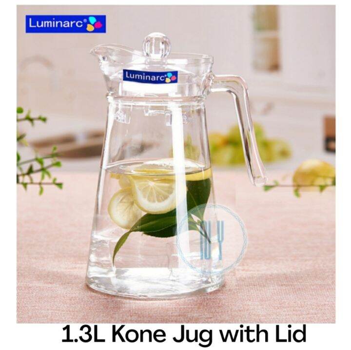 Luminarc ARC Glass Pitcher Kone Jug 1.3 Litre with Plastic Lid Gelas ...