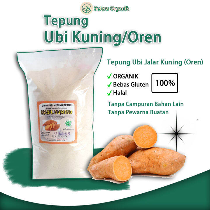 Tepung Ubi Umbi Jalar Kuning / Oren Orange 1kg Organik Bebas Gluten ...