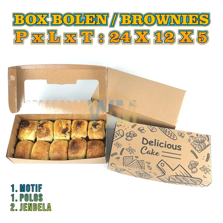 (isi 50pcs) KOTAK DUS BOX BROWNIES, SIZE 24x12x5, BOX ROTI CAKE, FOOD ...