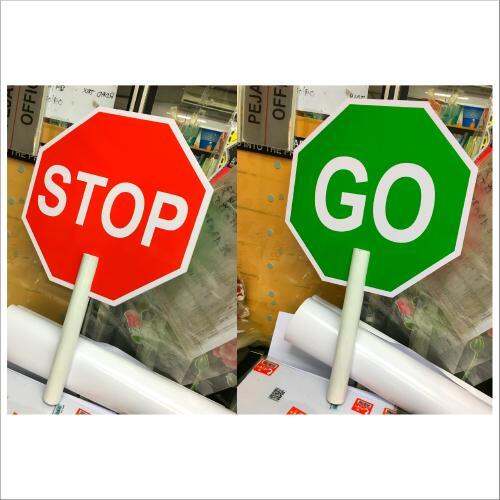 STOP AND GO SIGN BOARD WITH HANDLE 350MM, MATERIAL: PVC FOAM BOARD 5MM ...