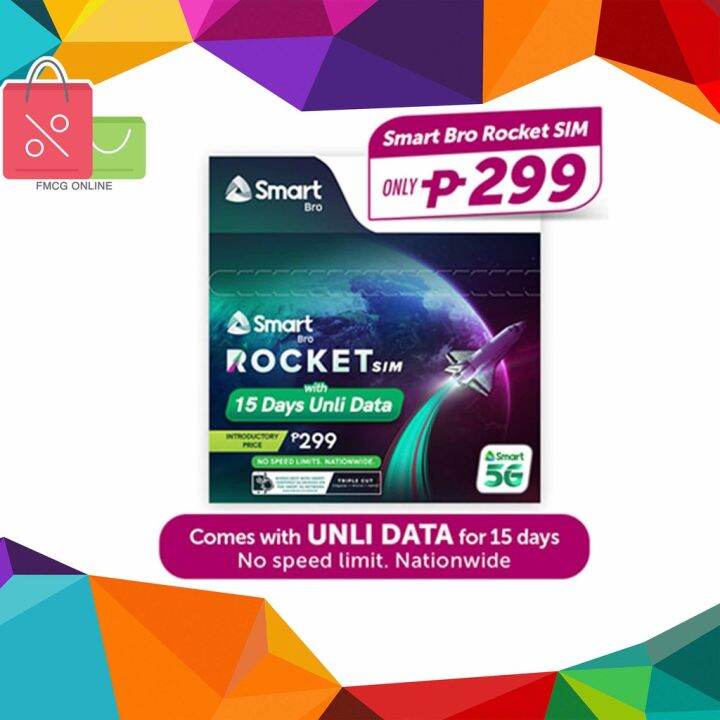 Smart Bro Rocket Sim 299 with UNLI DATA for 15 days plpl | Lazada PH