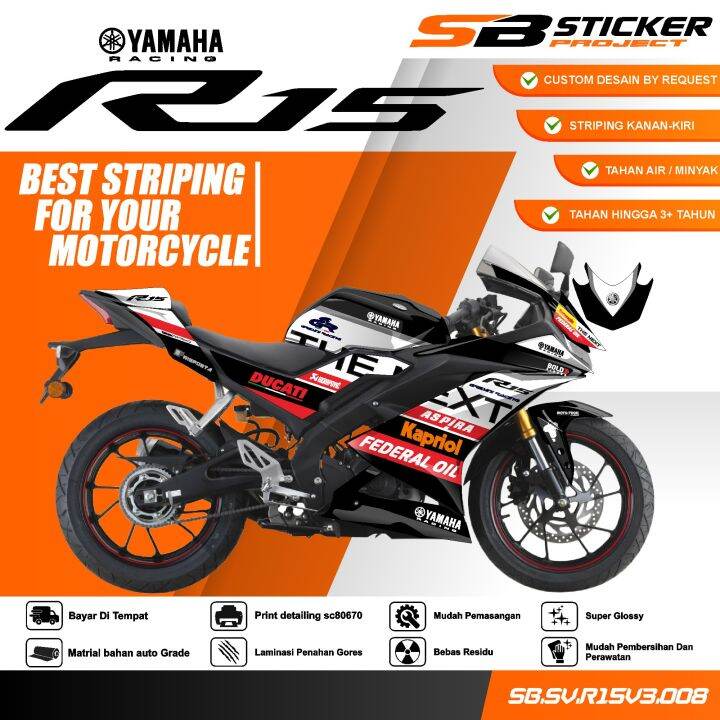 STRIPING R15 V3 - STRIPING HOLOGRAM YAMAHA R15 V3 2017-2021 DUCATI ...