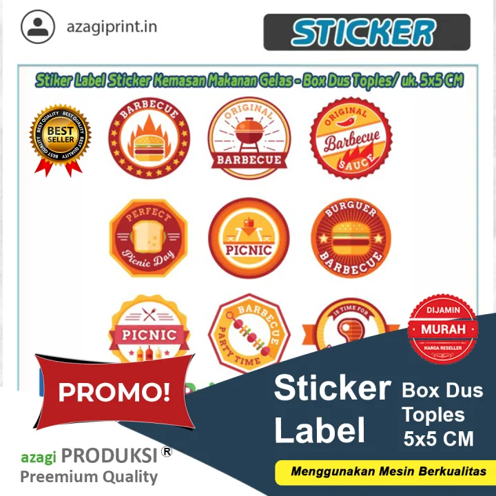Stiker Label Sticker Kemasan Makanan Gelas - Box Dus Toples/ uk. 5x5cm ...