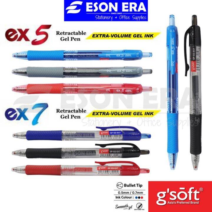 G'Soft EX5 / EX7 Gel Pen 0.5mm / 0.7mm Retractable Gel Pen Extra-Volumn ...