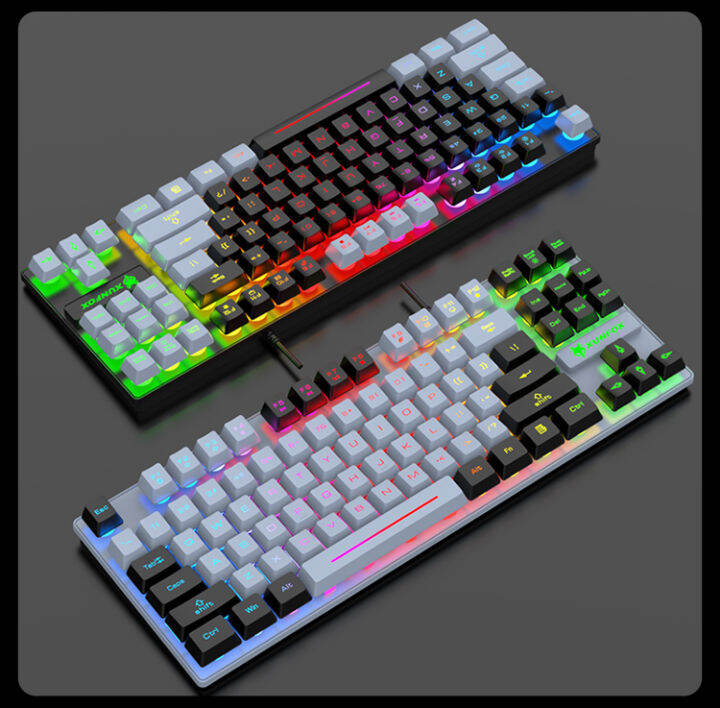 FIREWOLF 87 key Mechanical Feeling Mixed Color Bcaklight Gaming ...