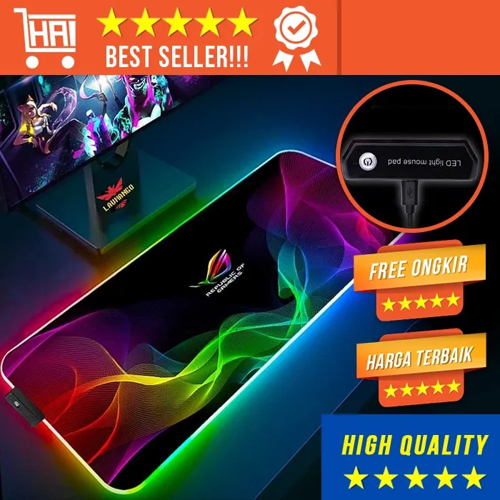 MOUSE PAD MENYALA ILLUMINATED 800 X 300 MM ASUS ROG GAMING MOUSEPAD ...
