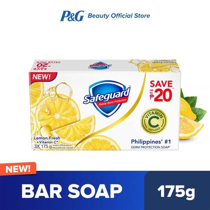 Safeguard Lemon Fresh with Vitamin C Tripid Bar Soap (175g) | Lazada PH