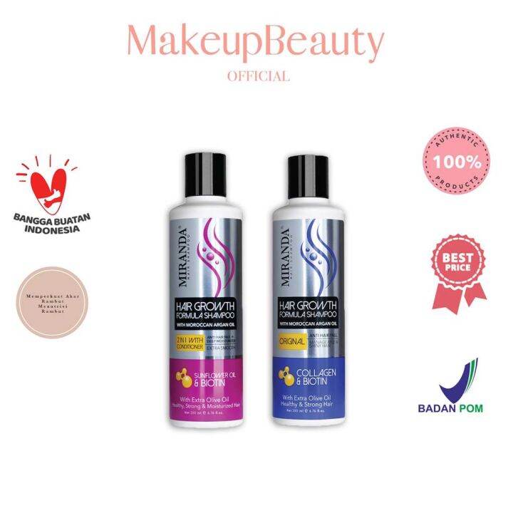 MIRANDA Hair Growth Biotin Shampoo (Perawatan Rambut Rontok) Collagen ...