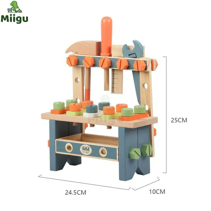 Miigu Baby Wooden Tordic Tool Table Wooden Mini Tool Bench for Kids ...