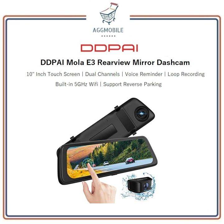 DDPAI Mola E3 Rearview Mirror Dashcam (10 Inch Touch Screen | Dual Recording | HD Night Version ...