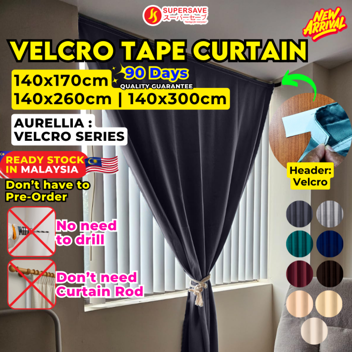 SUPERSAVE Velcro Tape Curtain Blackout Curtain Window Langsir Sliding ...