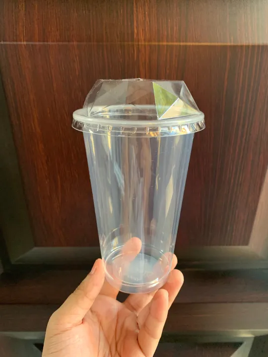 Milk Tea Slim Cups 16oz with Diamond Lid 90mm (15pcs, 50pcs and 100pcs ...