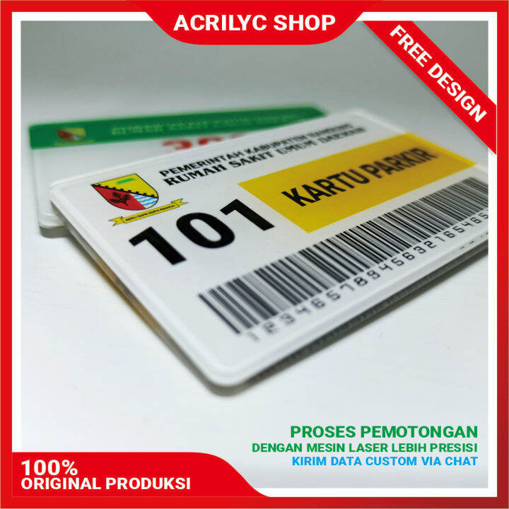 CUSTOM Kartu parkir Bahan Acrilik Full COlor Ukuran 7.5 cm x 5 cm ...