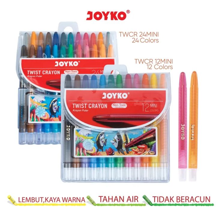 Krayon Putar Mini Twist Crayon Joyko TWCR Kerayon Mengambar Anak Sekolah Pewarna Krayon Warni ...