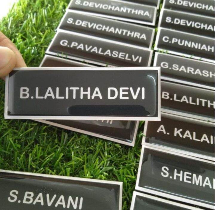 NAME TAG EPOXY ACRYLIC HITAM PUTIH (75X25MM) | Lazada