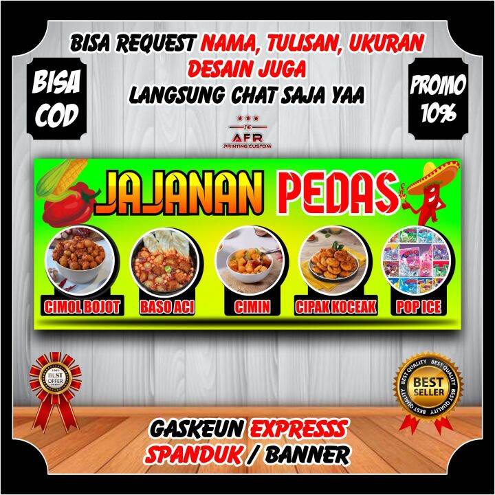 Spanduk Banner Jajanan Pedas Banner Benner Backdrop Jualan Makanan